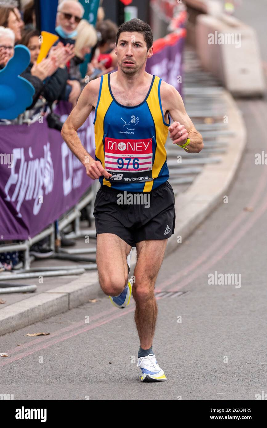 James Conner racing in the Virgin Money London Marathon 2021, in Tower ...