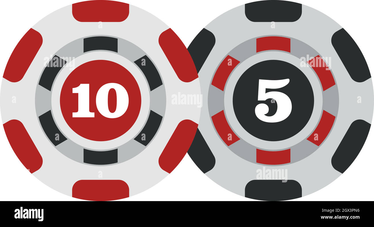 Poker chips nominal five and ten icon, flat style Stock Vector Image ...
