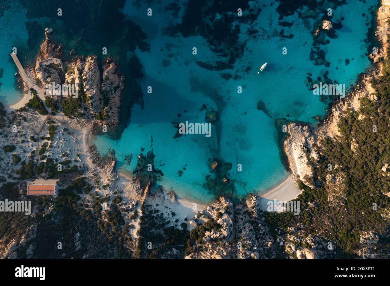 View from above, stunning aerial view of Spargi Island with Cala ...