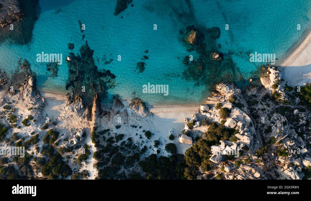 View from above, stunning aerial view of Spargi Island with Cala ...