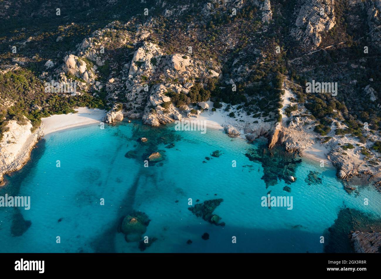 View from above, stunning aerial view of Spargi Island with Cala ...