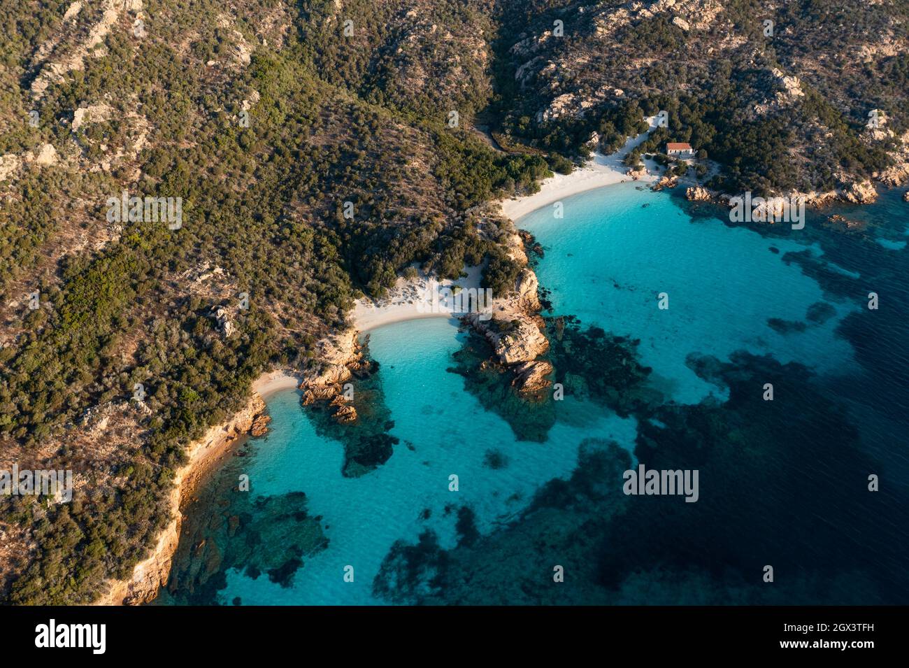 View from above, stunning aerial view of Spargi Island with Cala ...