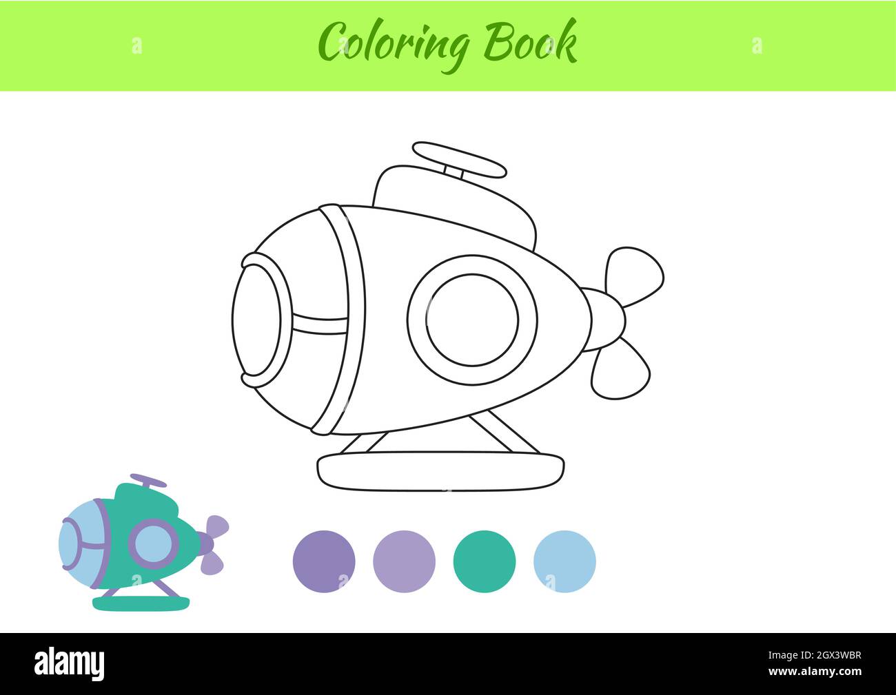 Coloring book submarine for children. Educational activity page for ...