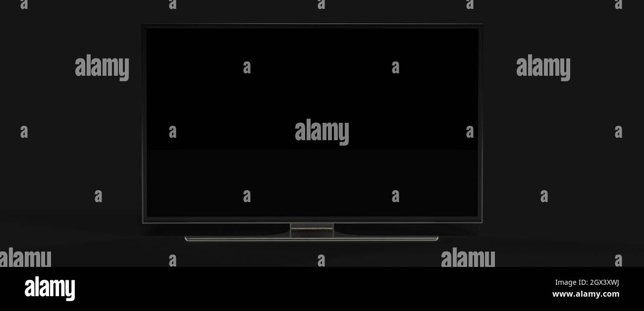 Modern computer monitor mockup isolated on a black background Stock ...
