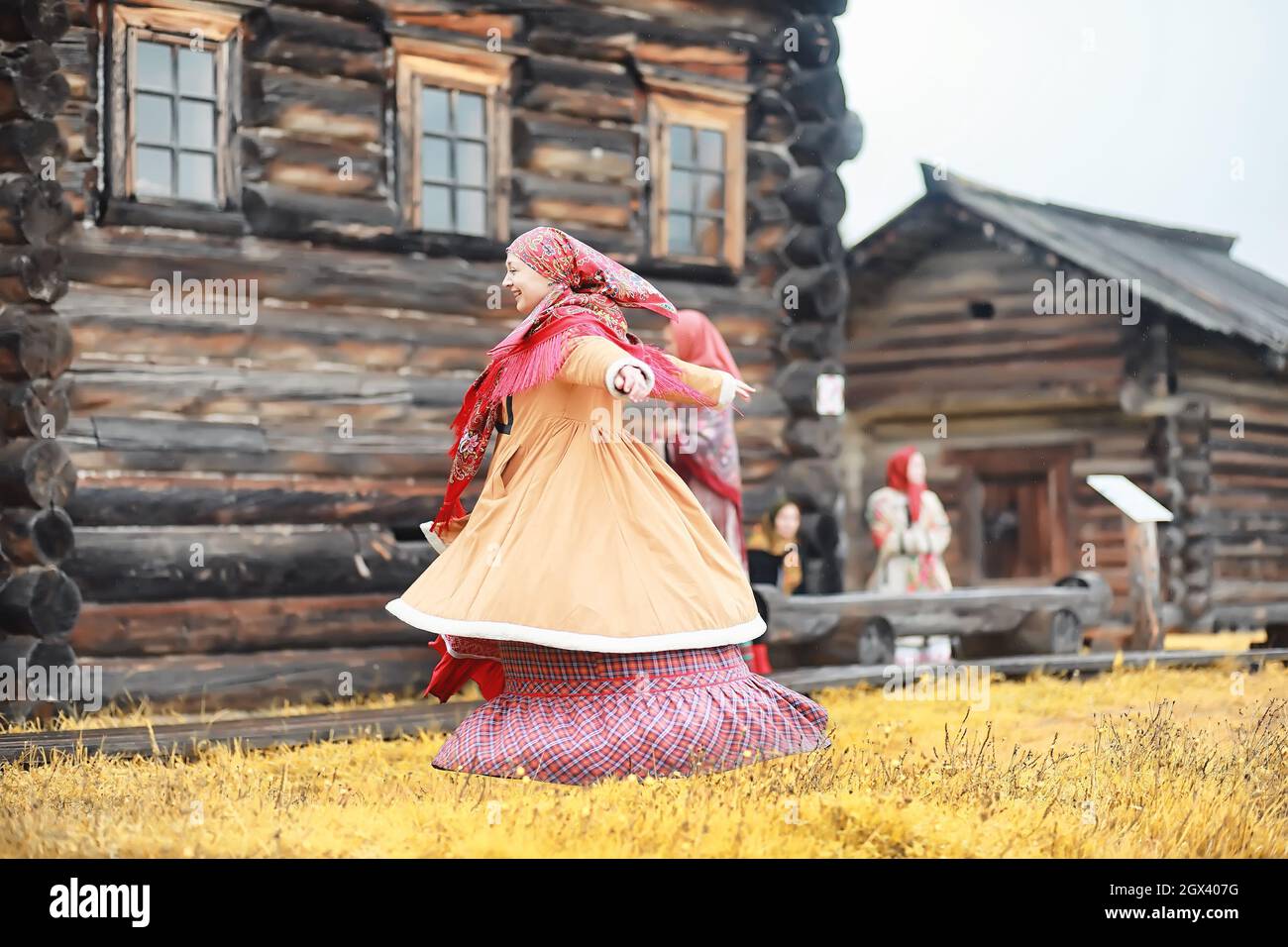 Traditional Slavic rituals in the rustic style. Outdoor in summer ...