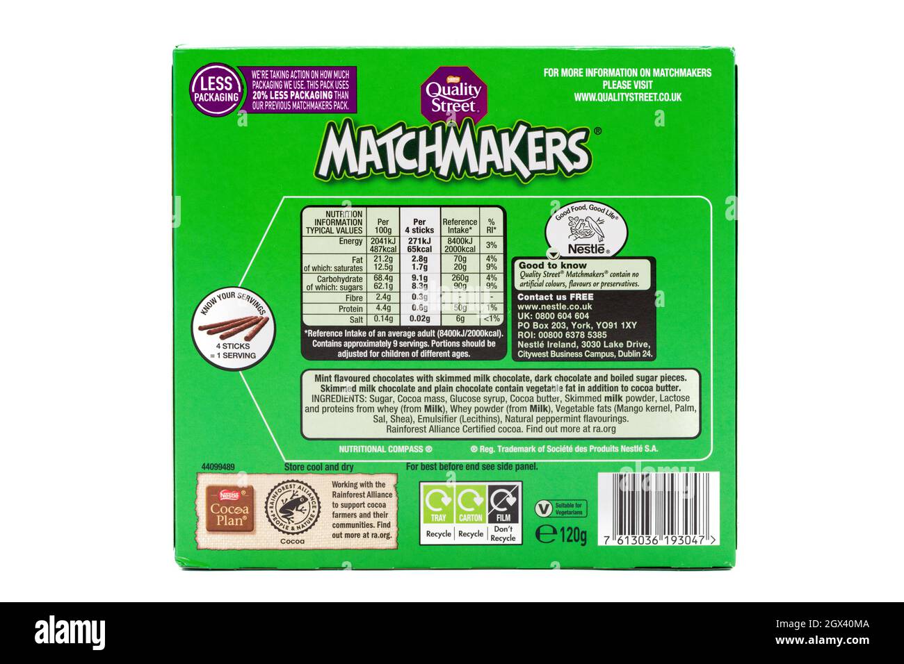 Irvine, Scotland, UK - September, 29, 2021: The rear label of a box of ...