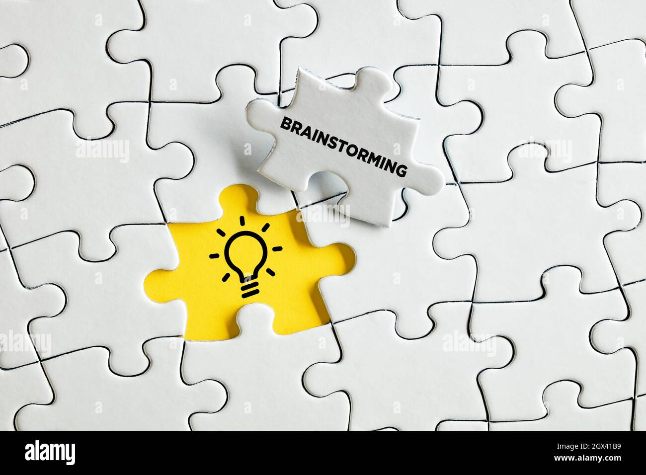 Brainstorming and finding a creative idea concept. The words ...