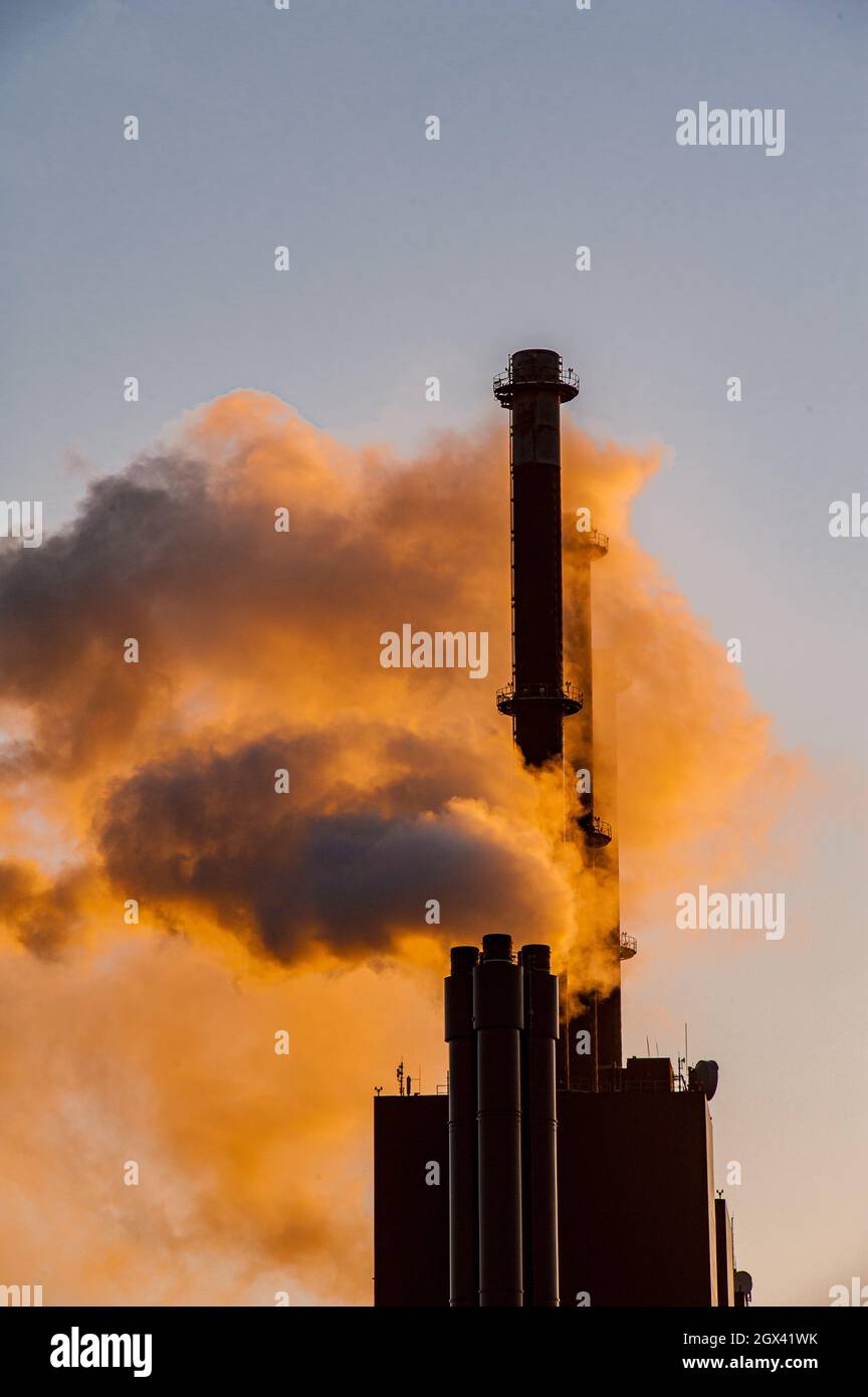 Building exterior skyscraper air pollution smoke stack environmental ...
