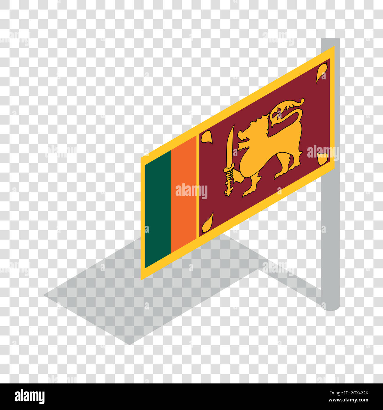 Flag of Sri Lanka with flagpole isometric icon Stock Vector Image & Art ...