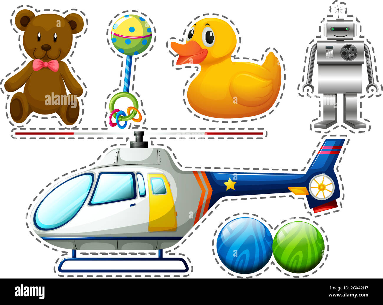 Sticker set of many toys Stock Vector Image & Art - Alamy