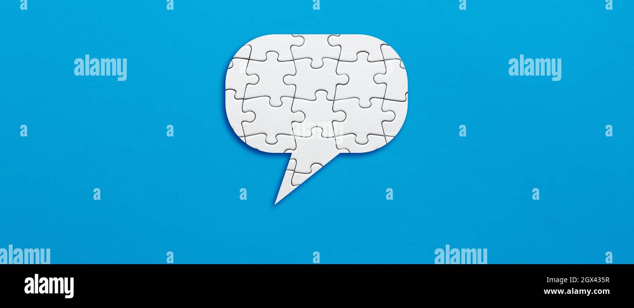 Speech balloon made out of puzzle pieces. Puzzling or ambiguous message ...