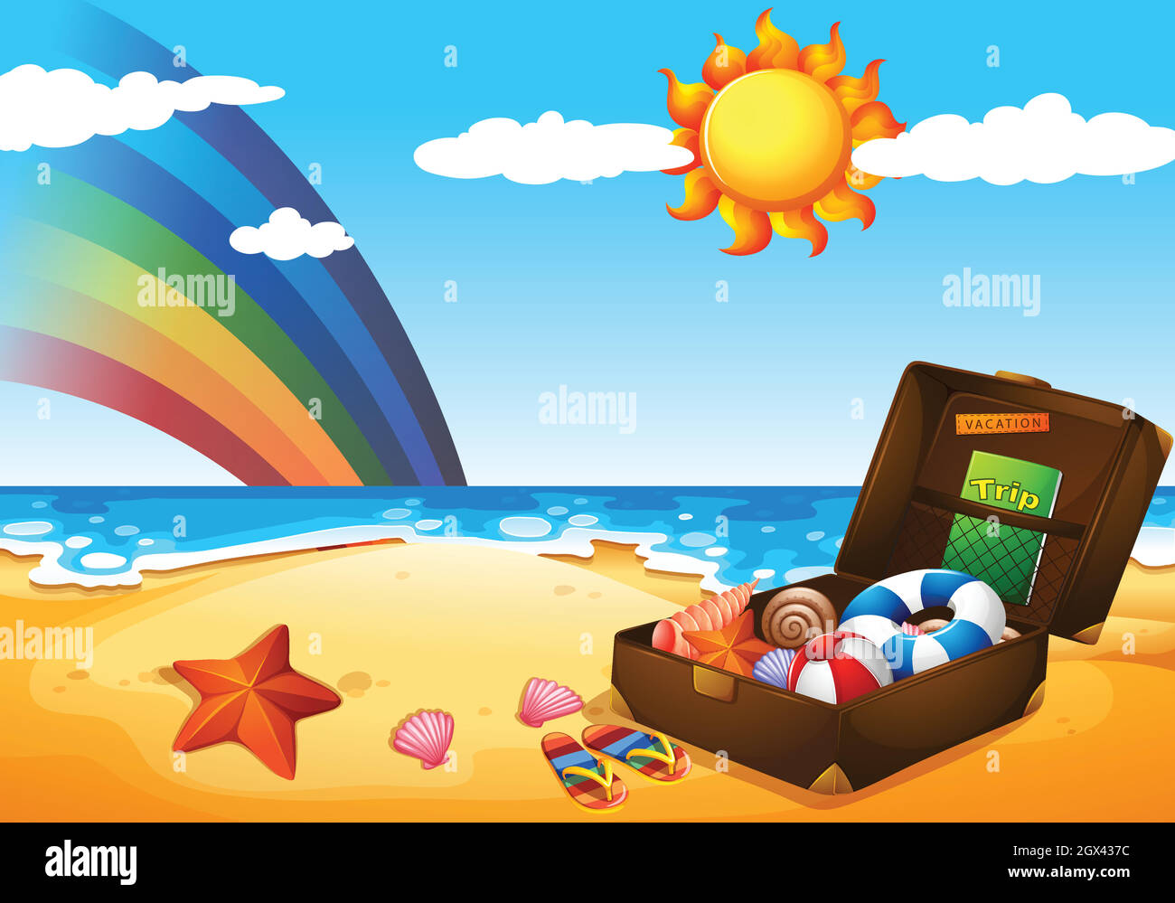 Blue ocean under sky Stock Vector Images - Alamy