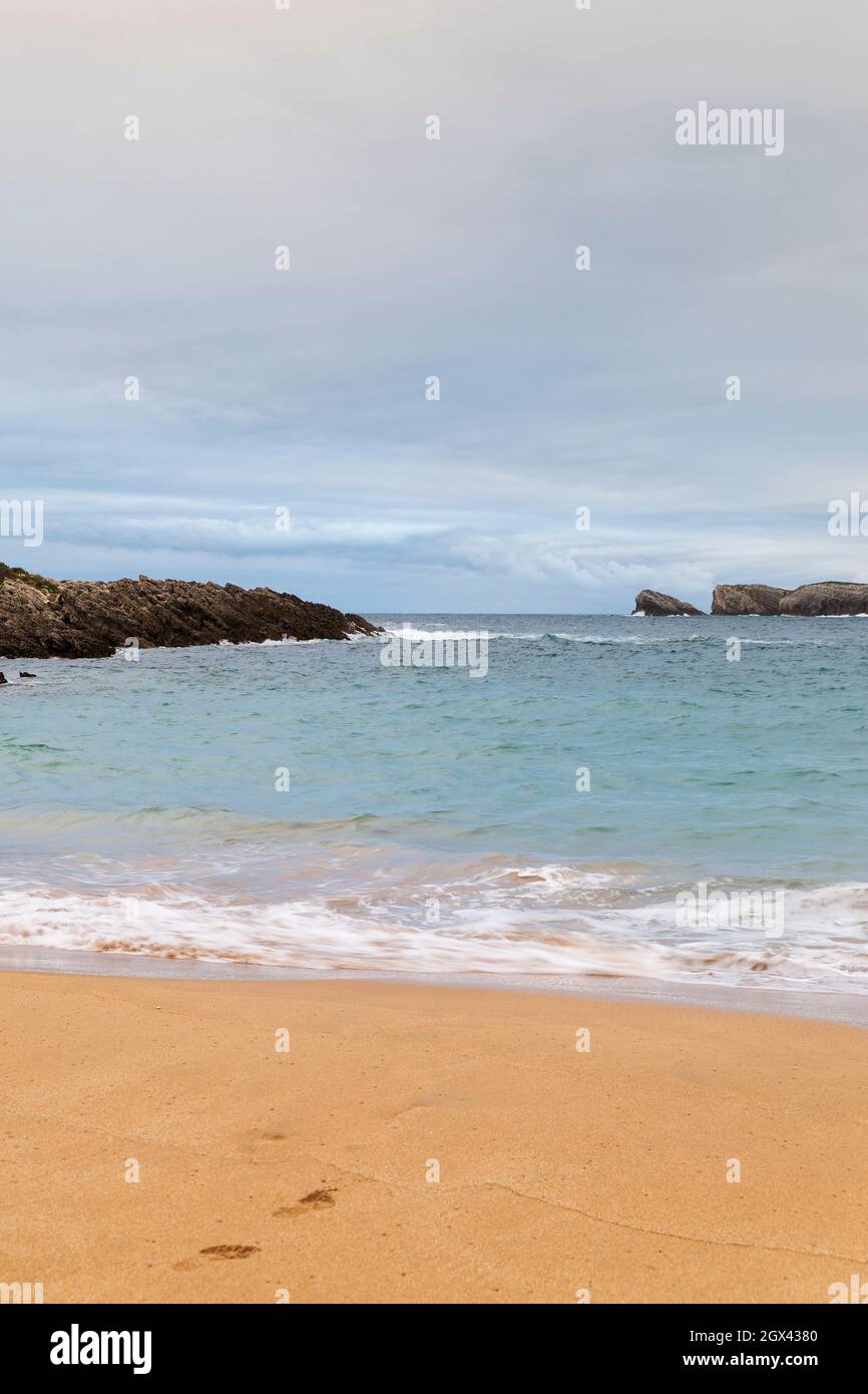 Beach With Waves And Without People Stock Photo - Alamy