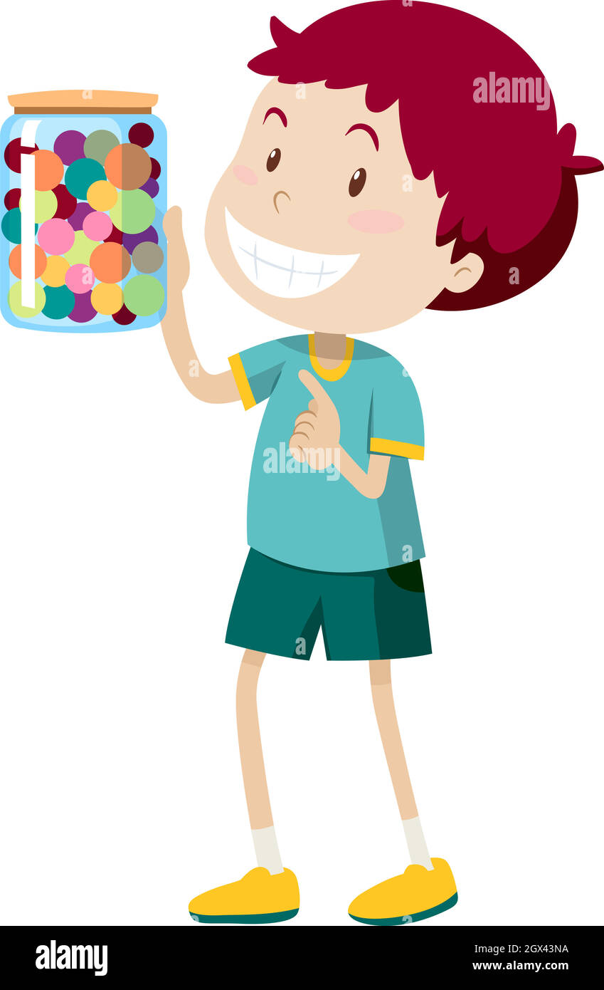 Boy carrying jar of candy Stock Vector Image & Art - Alamy