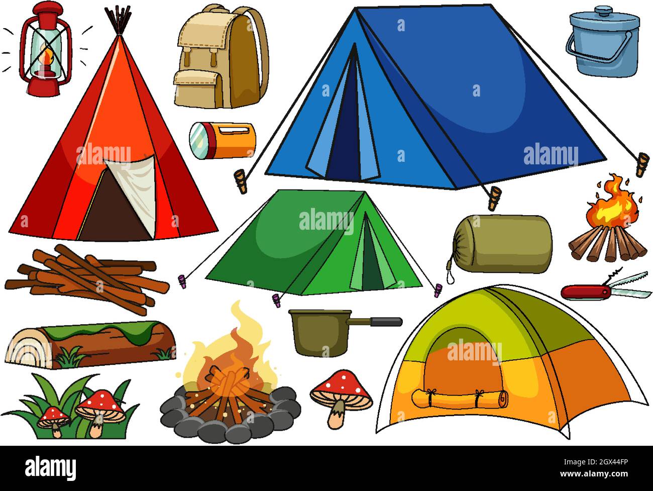 Set of camping items isolated illustration Stock Vector Image & Art - Alamy