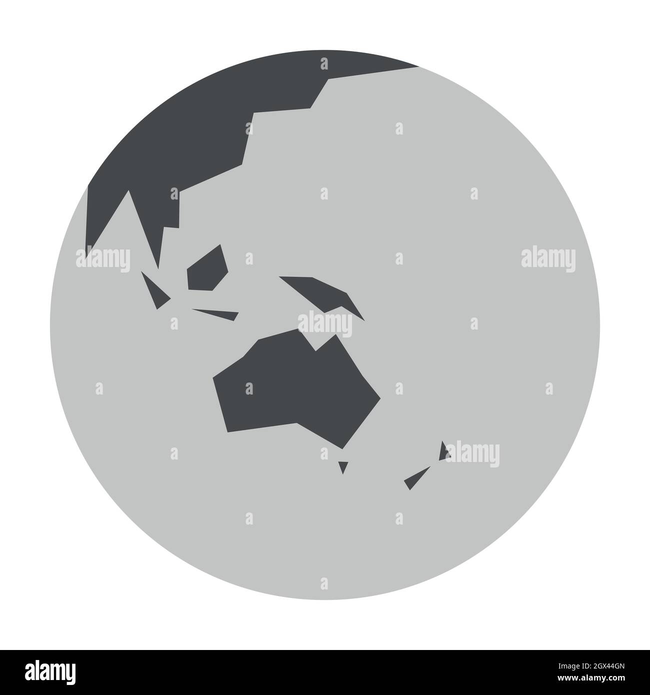 Simplified Earth globe with map of World focused on Australia and ...