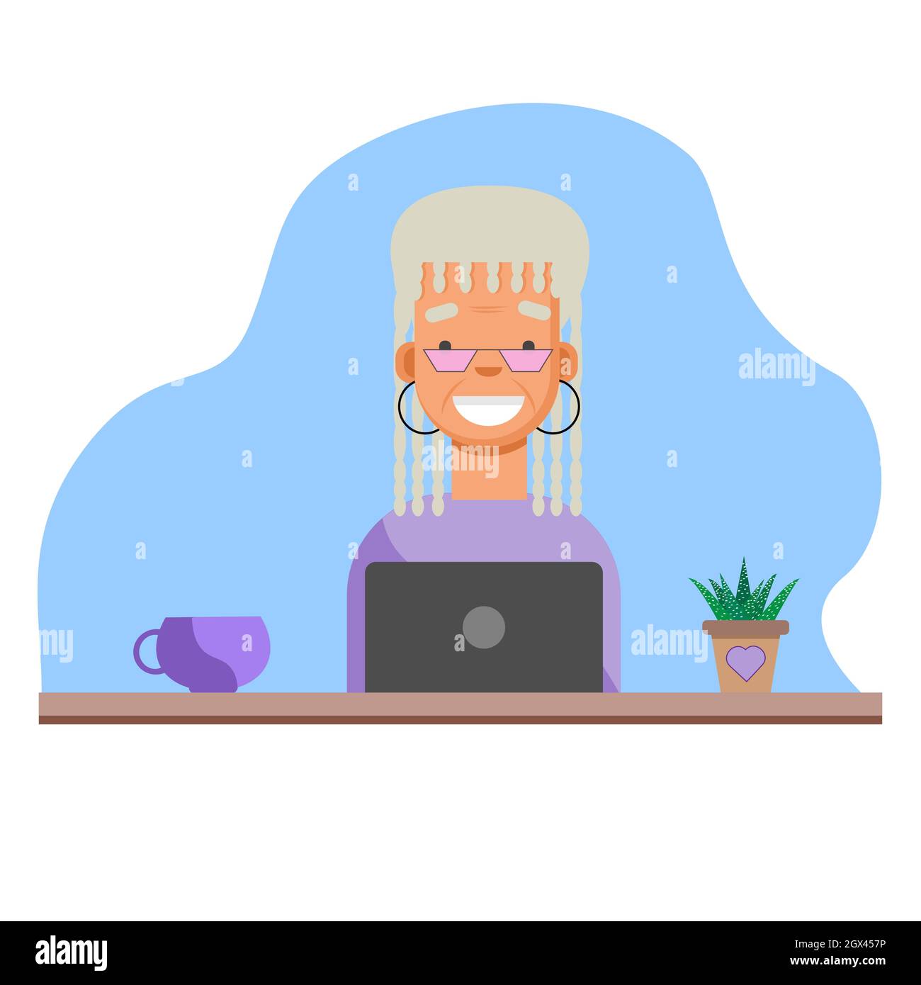 Elderly people sitting table woman Stock Vector Images - Alamy