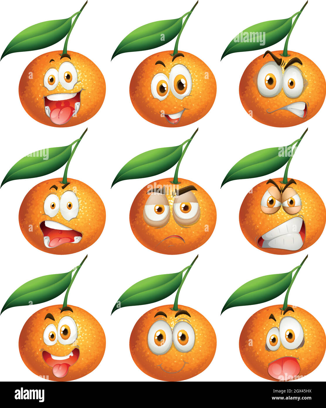 Fresh oranges with facial expressions Stock Vector Image & Art - Alamy