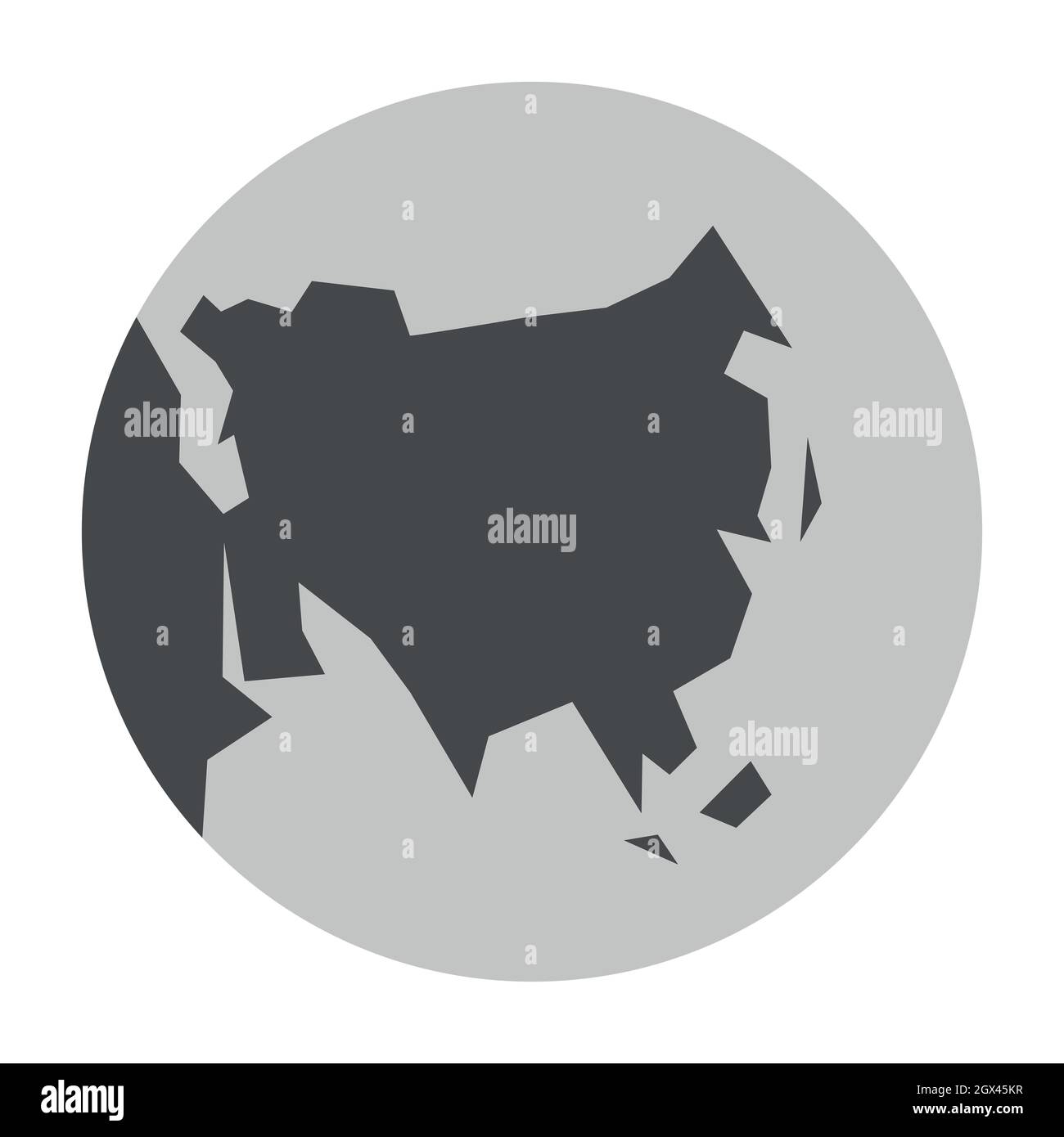 Simplified Earth globe with map of World focused on Asia. Vector ...