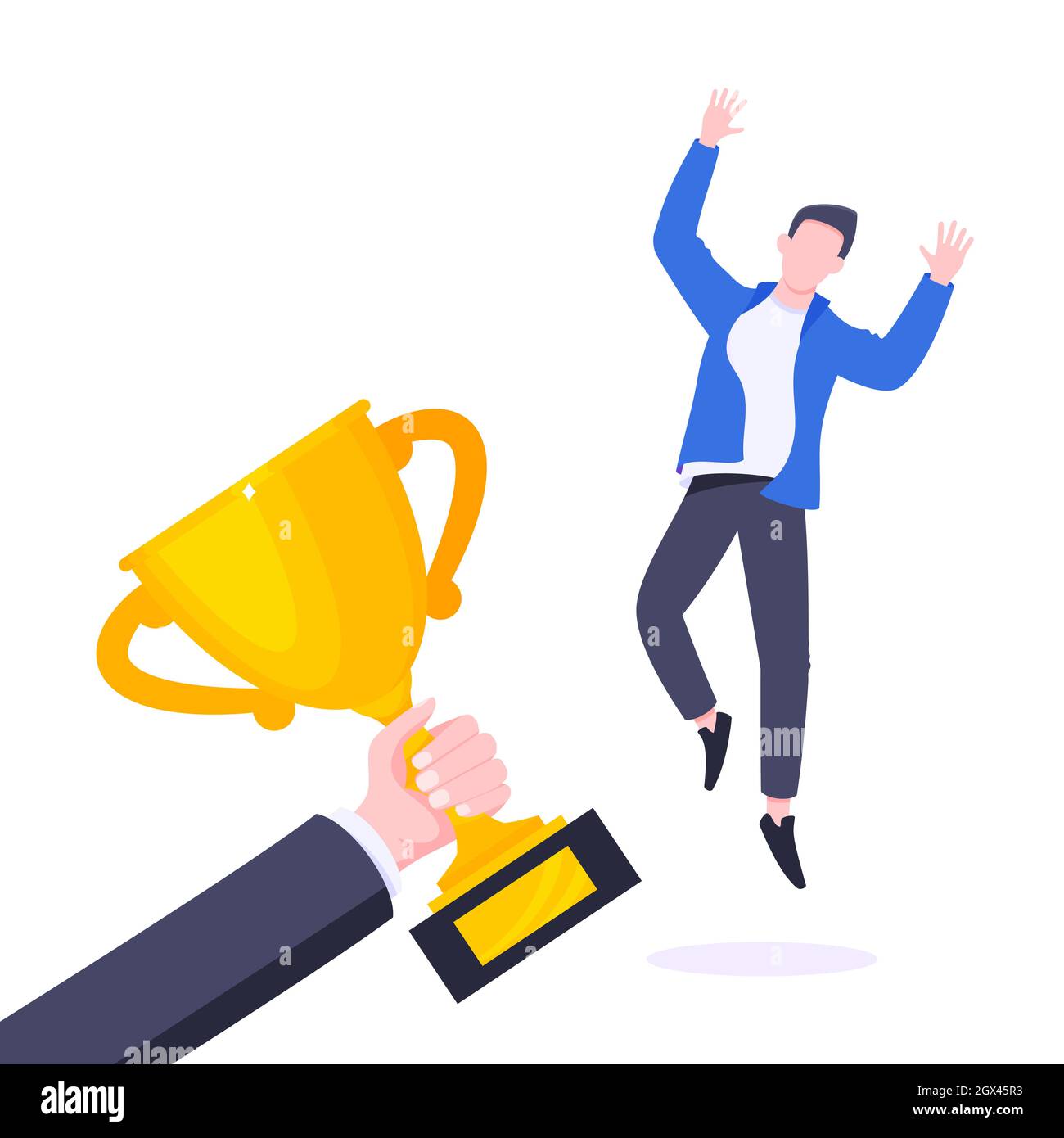 Happy business employee award winner ceremony flat style design vector ...