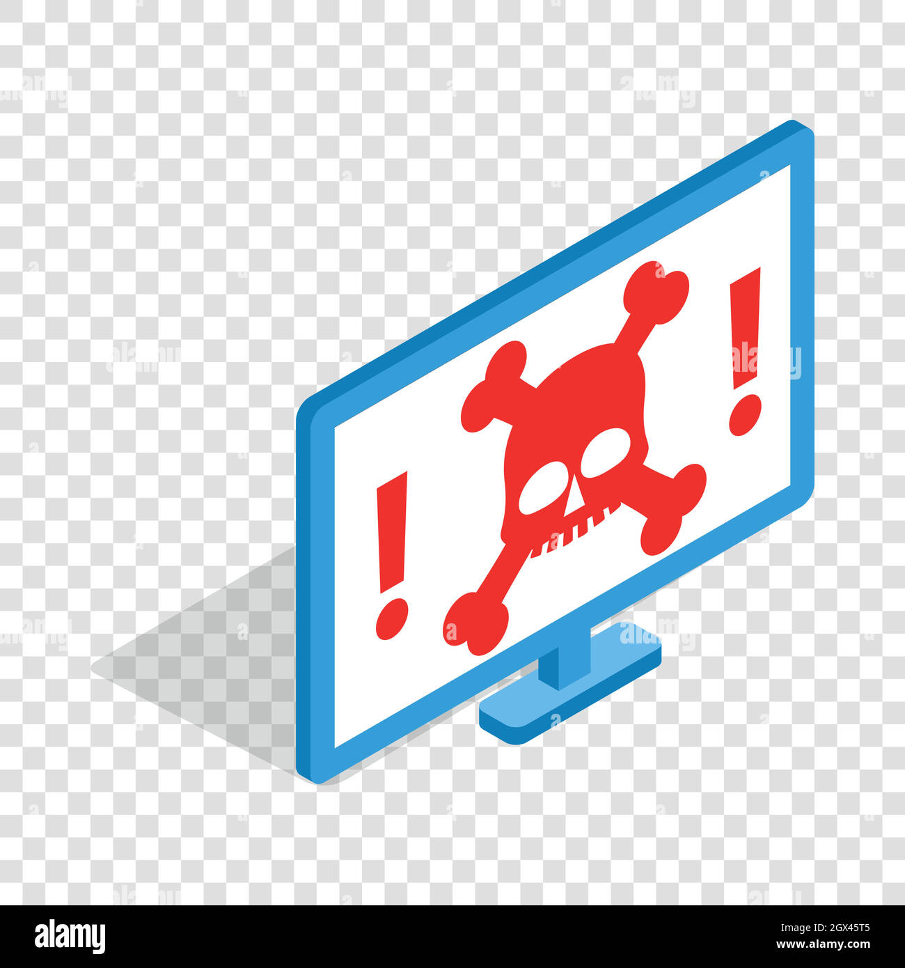 Computer monitor with a skull and bones isometric Stock Vector Image ...