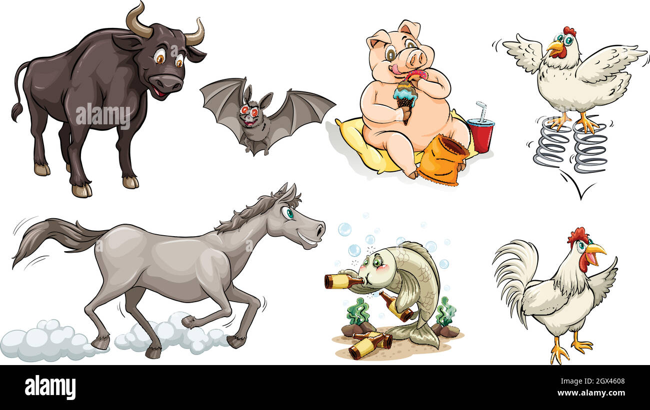 Different types of animals doing different things Stock Vector Image ...