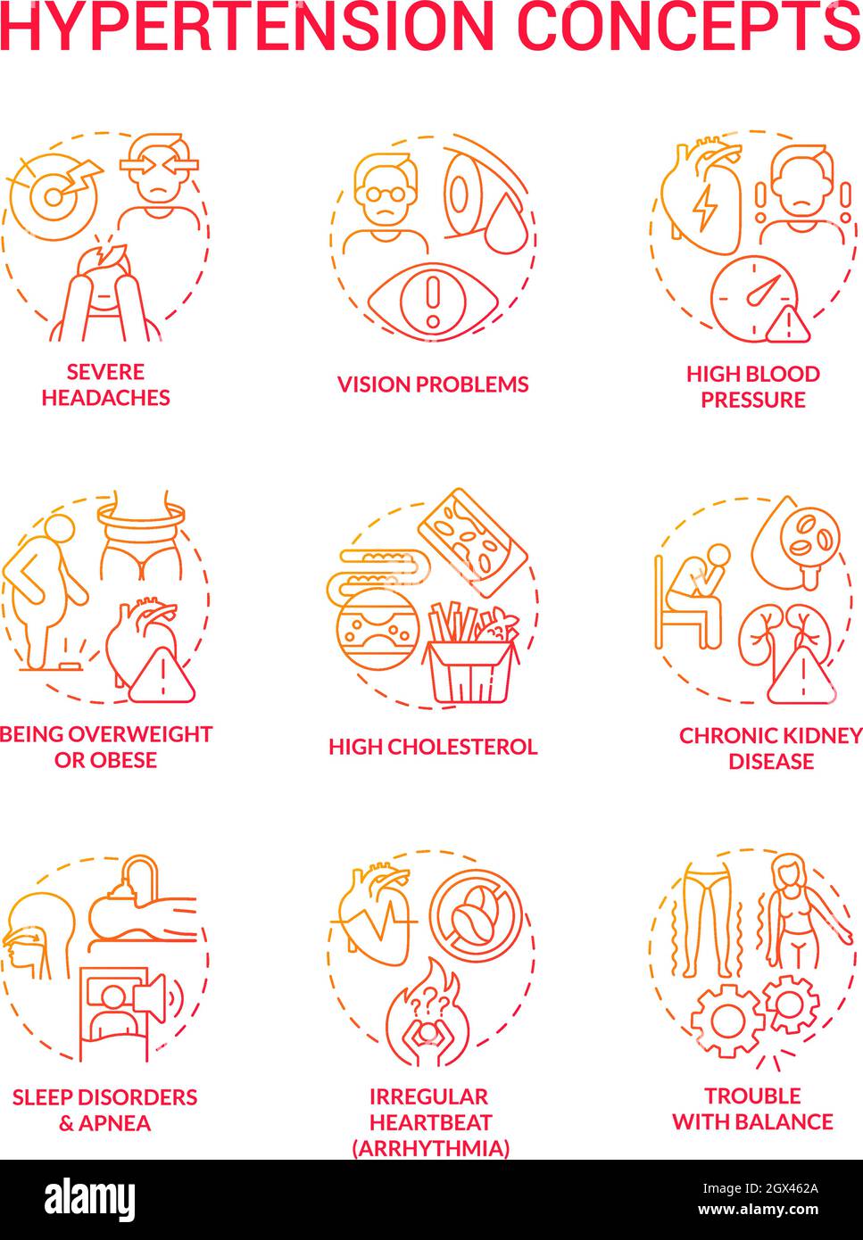 Hypertension concept icons set Stock Vector Image & Art - Alamy