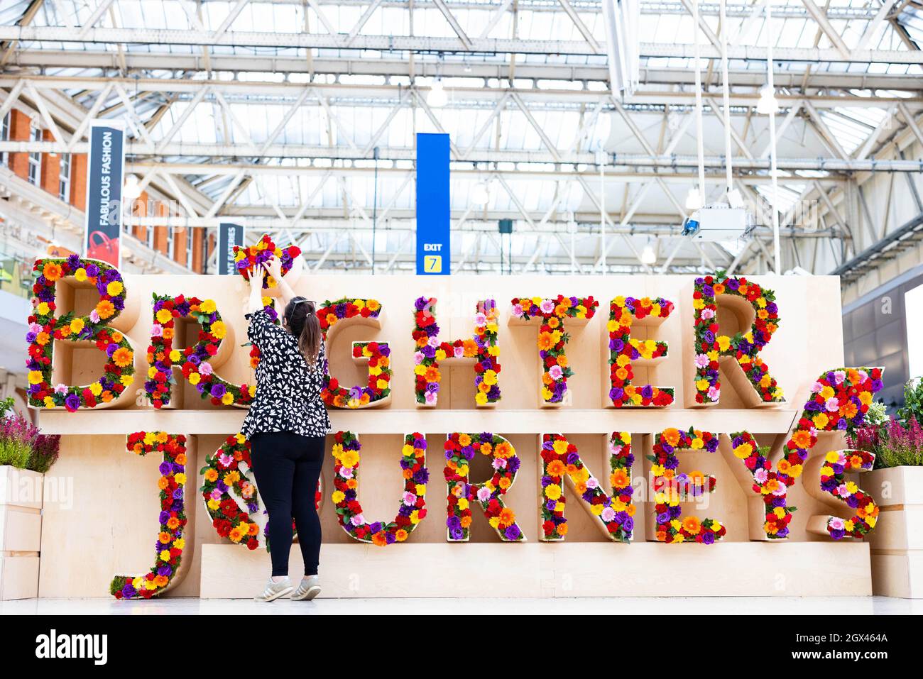 EDITORIAL USE ONLY General views of a sensory floral installation at London Waterloo as it is ...
