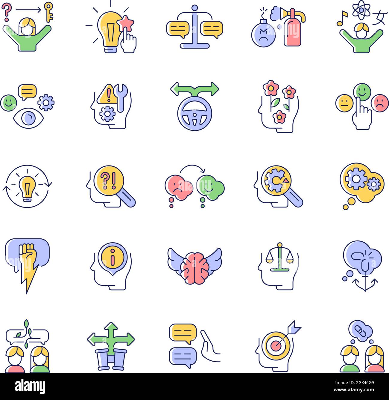 Critical thinking RGB color icons set Stock Vector Image & Art - Alamy