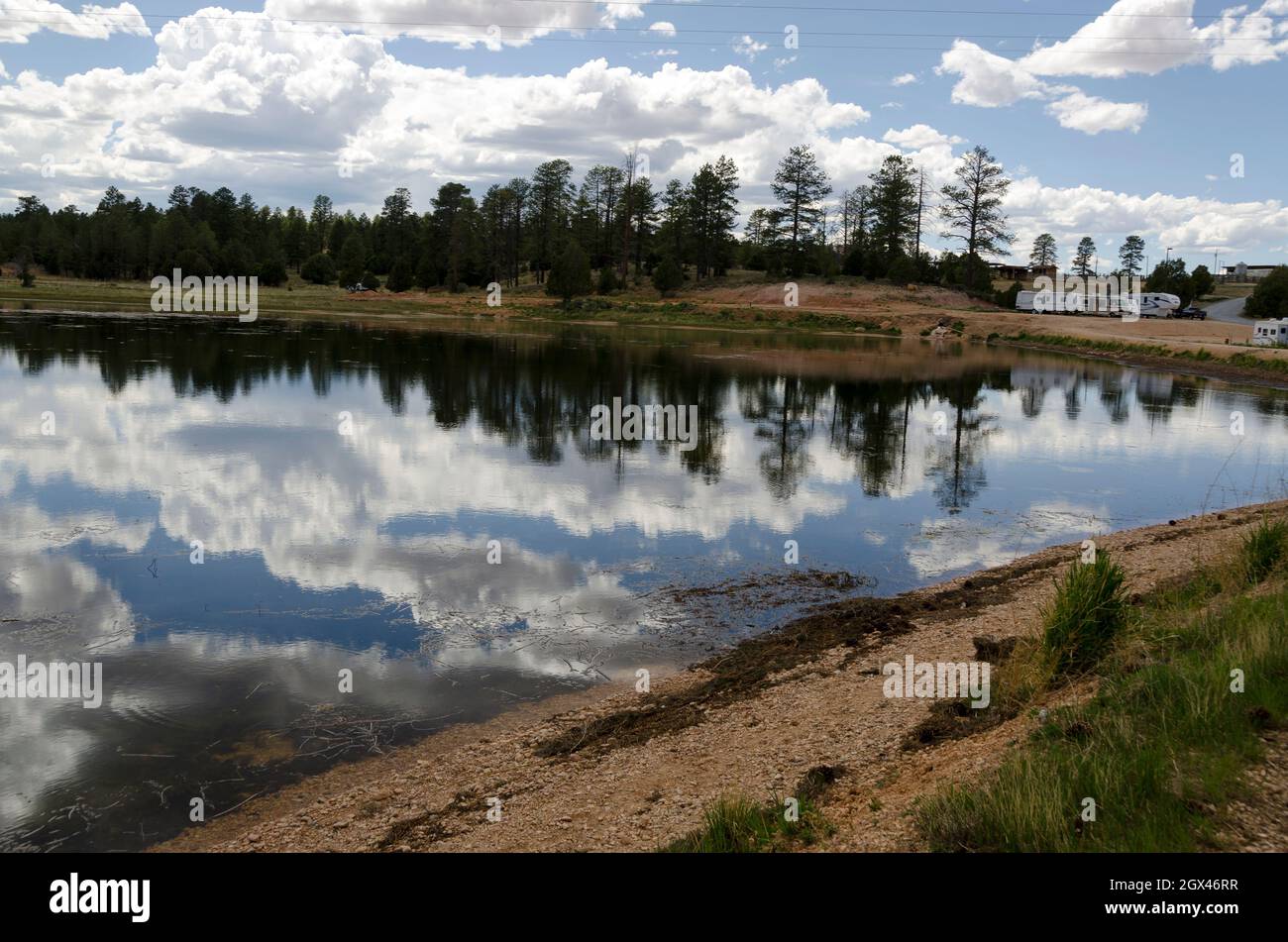 cloud on the water on a lake in Bryce Canyon National Park in united ...