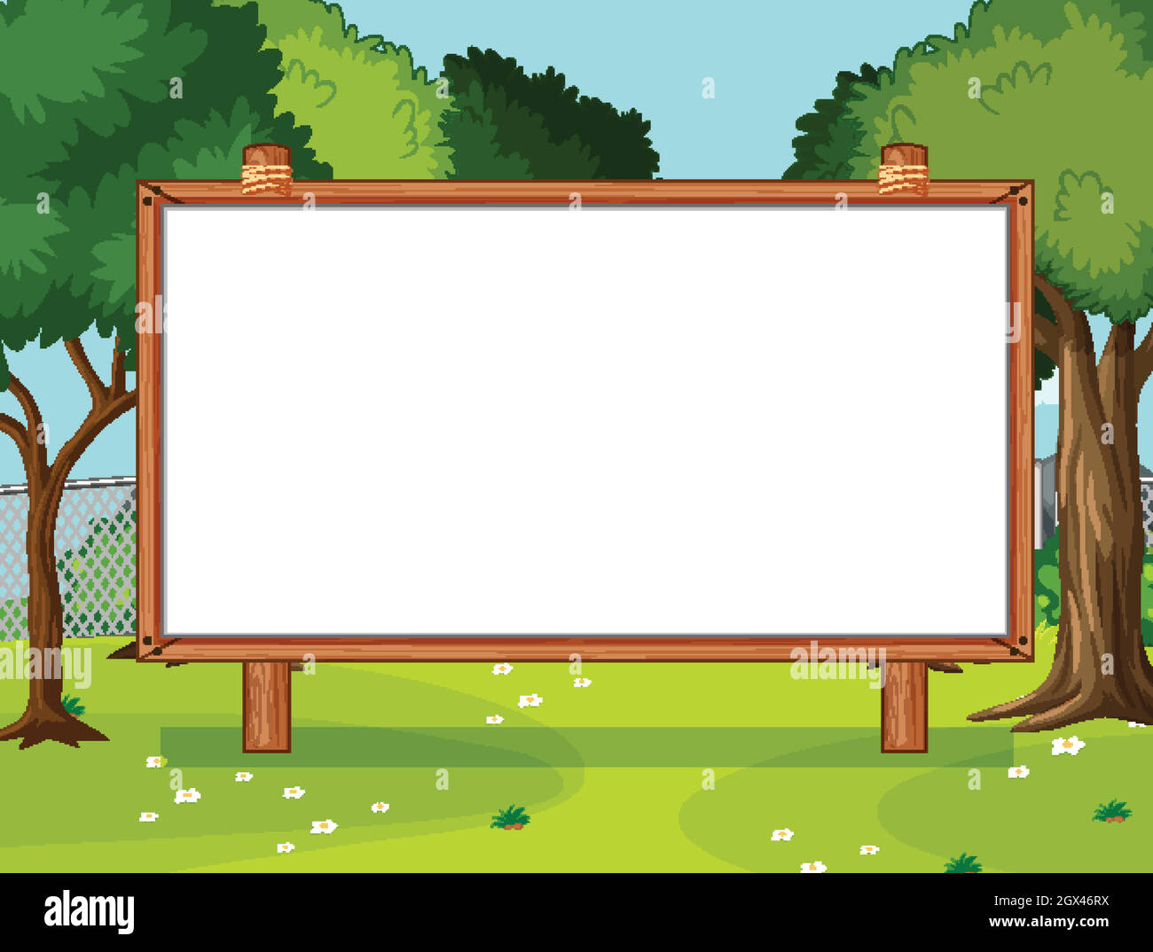 Blank wooden frame in nature park scene Stock Vector Image & Art - Alamy