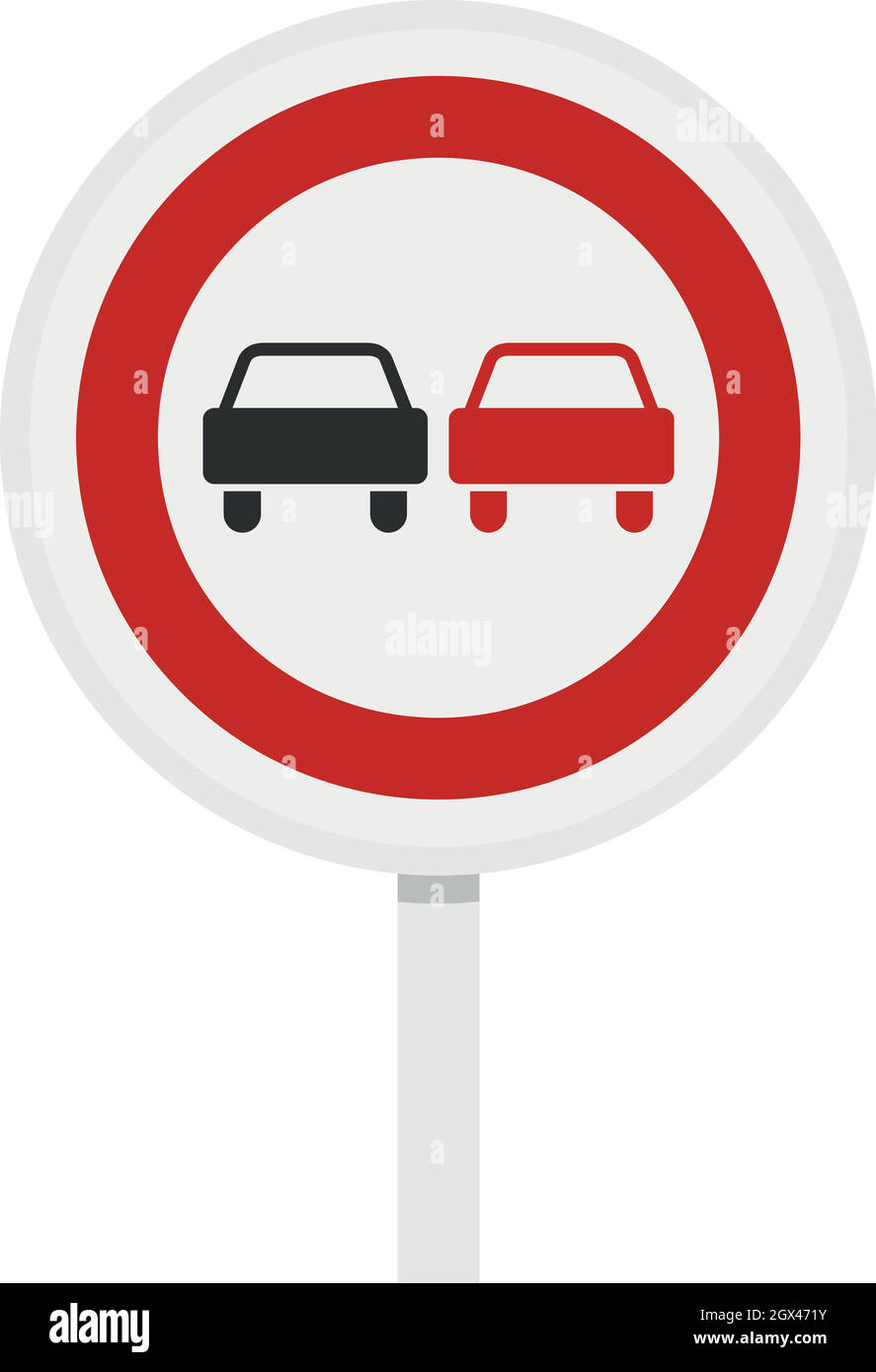 No overtaking road traffic sign icon, flat style Stock Vector Image ...