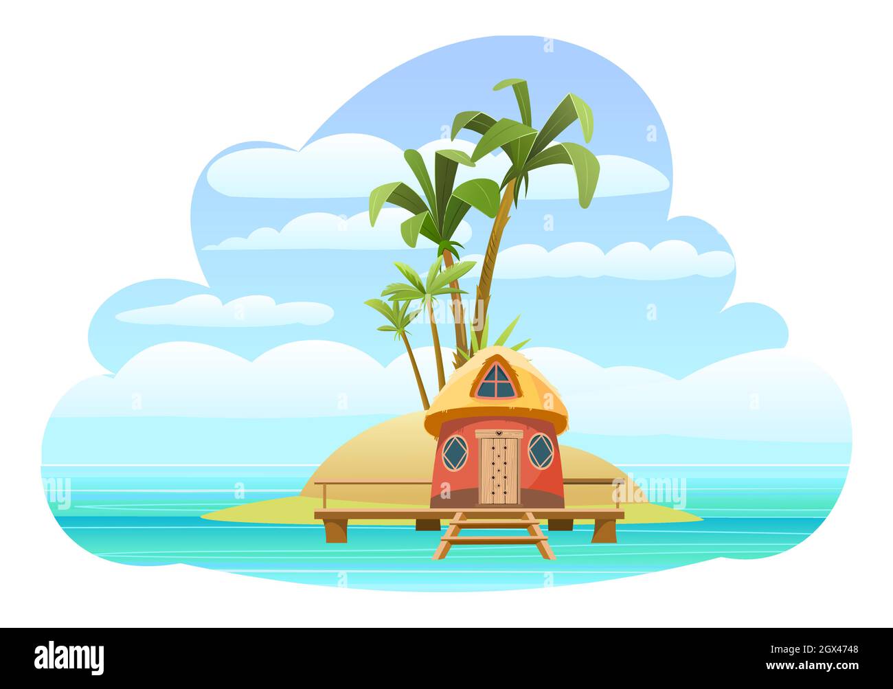 Palm trees house in Stock Vector Images - Alamy