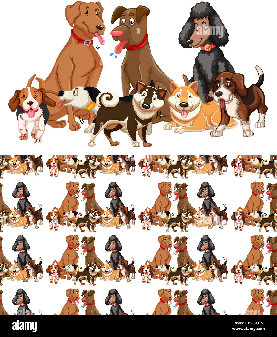 Seamless background design with many dogs Stock Vector Image & Art - Alamy