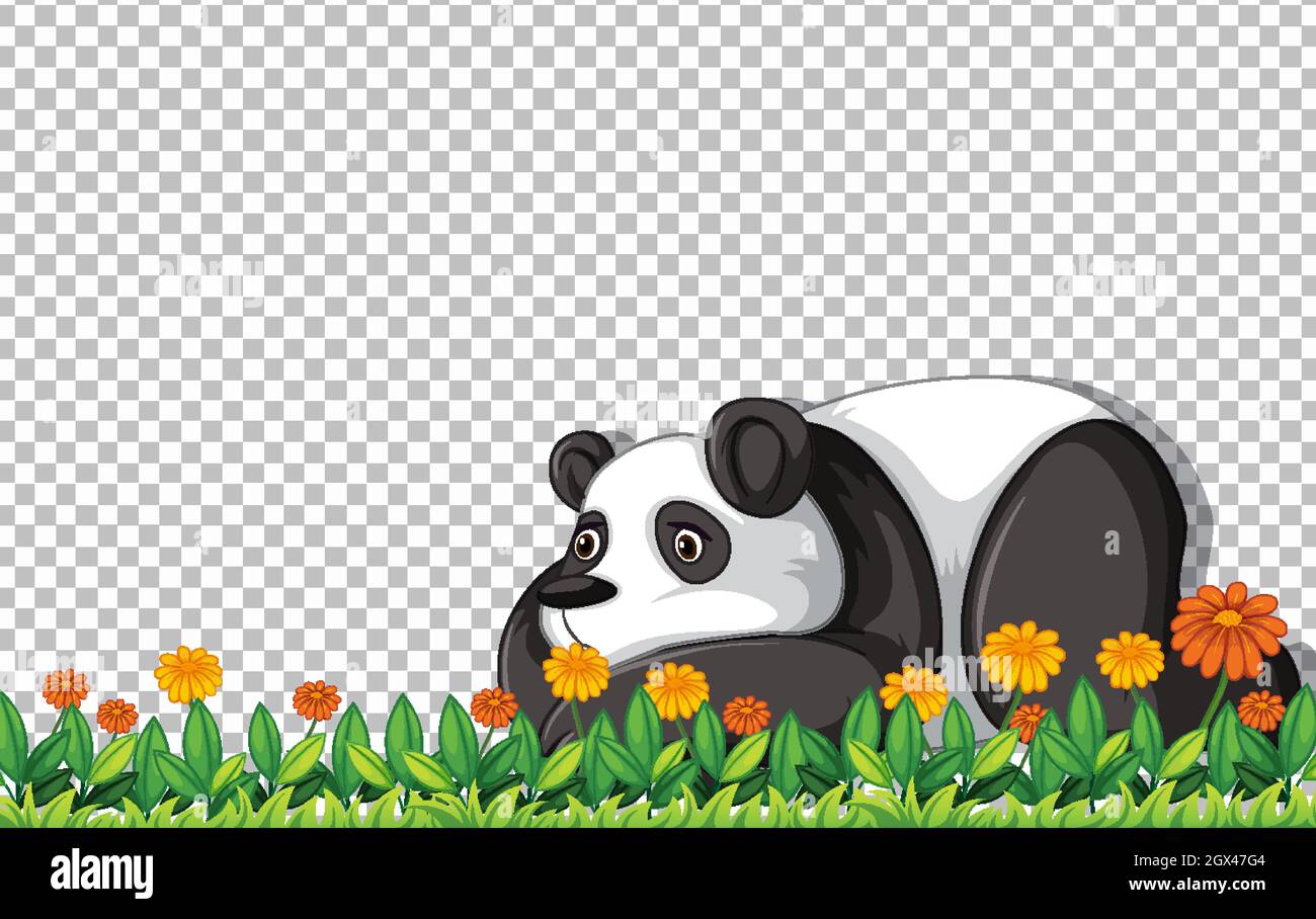 Panda bear laying on green grass on transparent background illustration ...