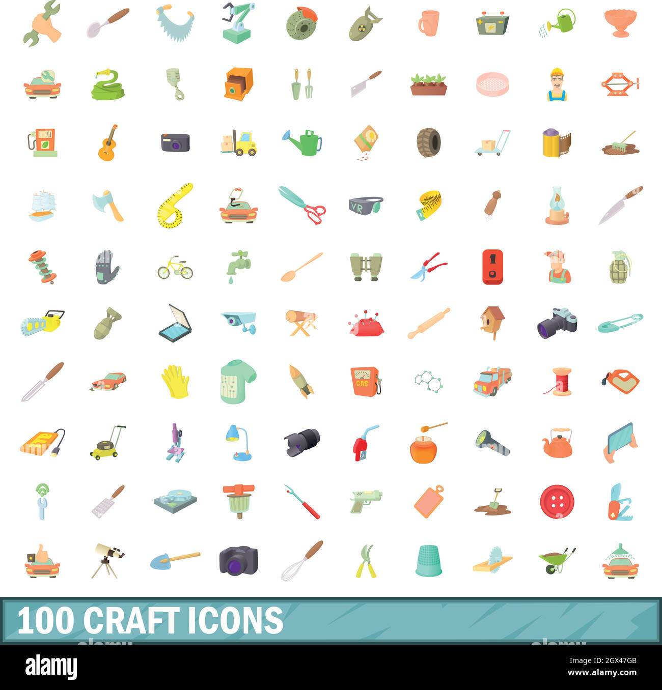 100 craft icons set, cartoon style Stock Vector Image & Art - Alamy