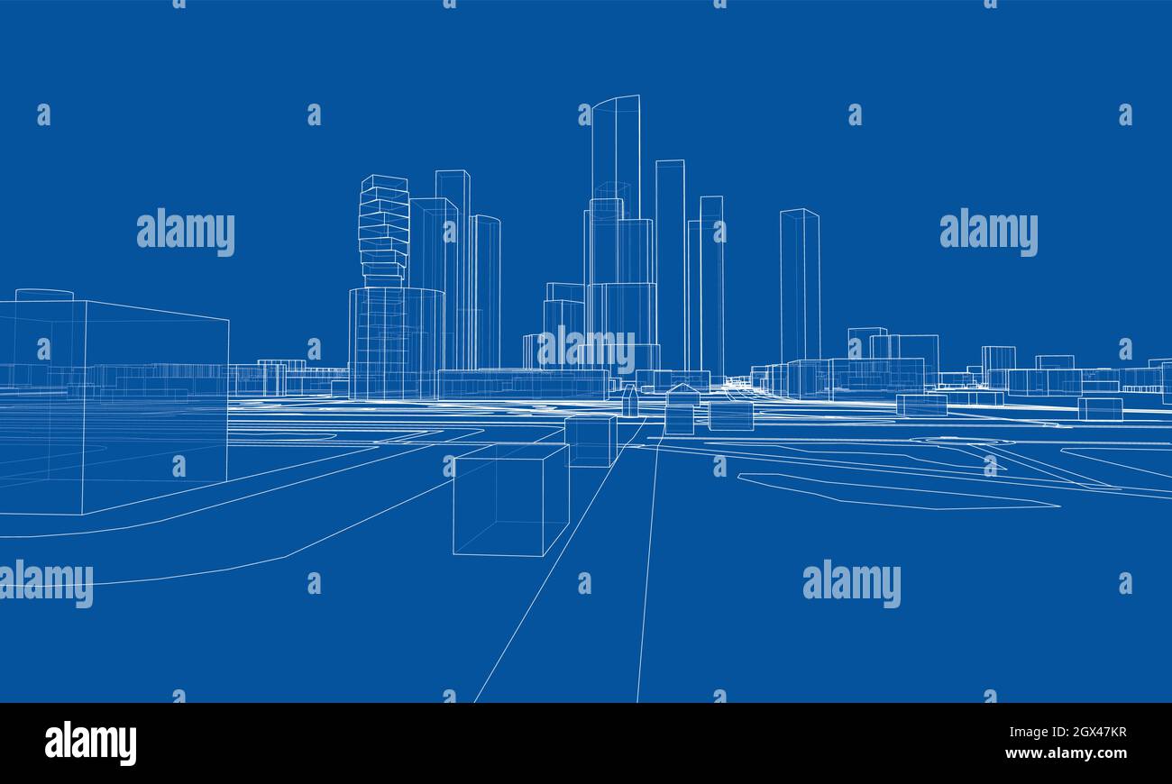 Vector lines buildings and city roads, town design Stock Vector Image ...