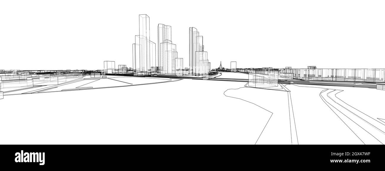 Vector 3d urban landscape. Buildings and roads Stock Vector Image & Art ...