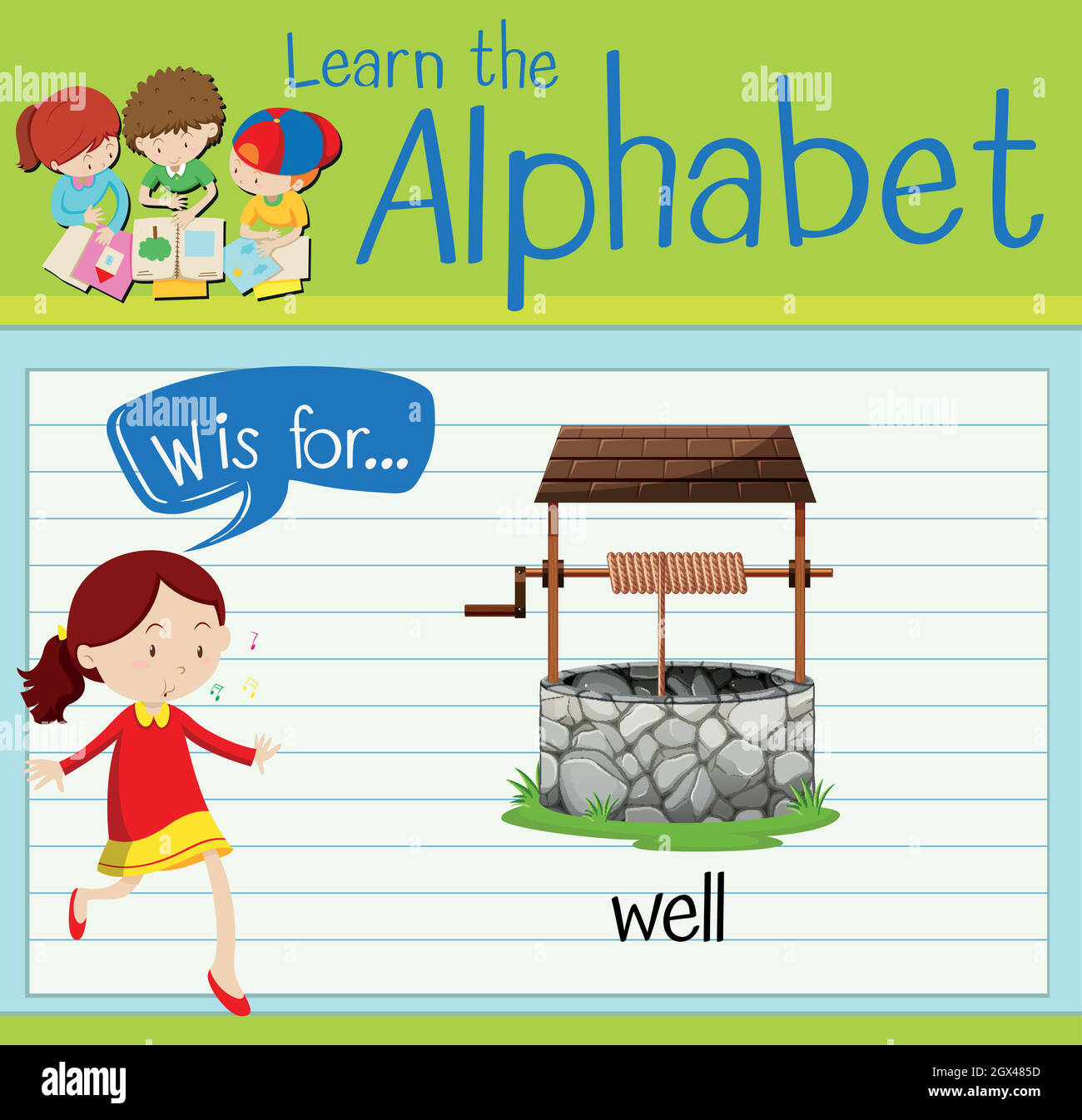 Flashcard letter W is for well Stock Vector Image & Art - Alamy