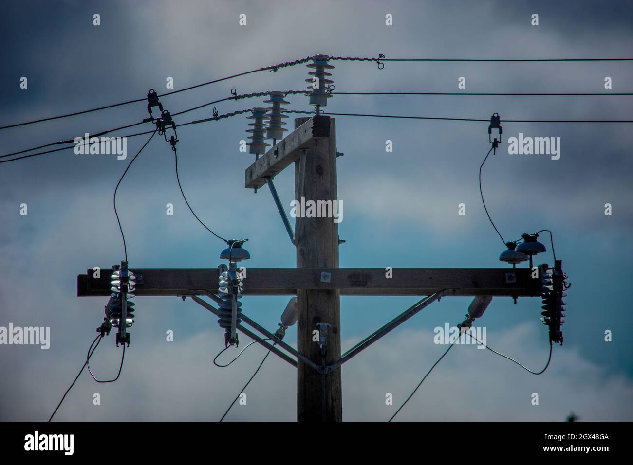 Telephone power lines on pole hi-res stock photography and images - Alamy