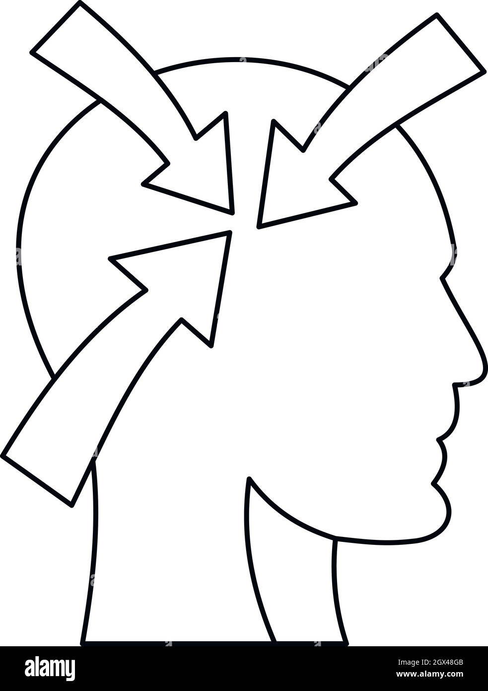 Arrows inside human head icon, outline style Stock Vector Image & Art ...