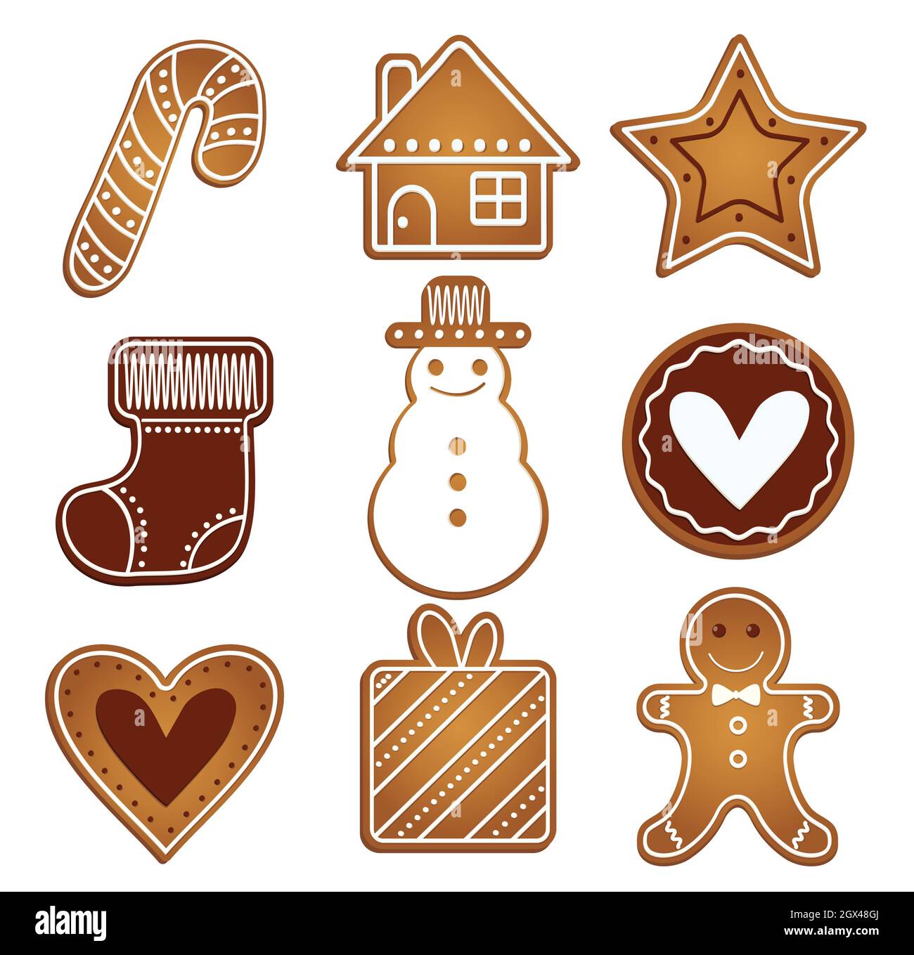 Christmas cookies set vector illustration. Gingerbread and chocolate ...