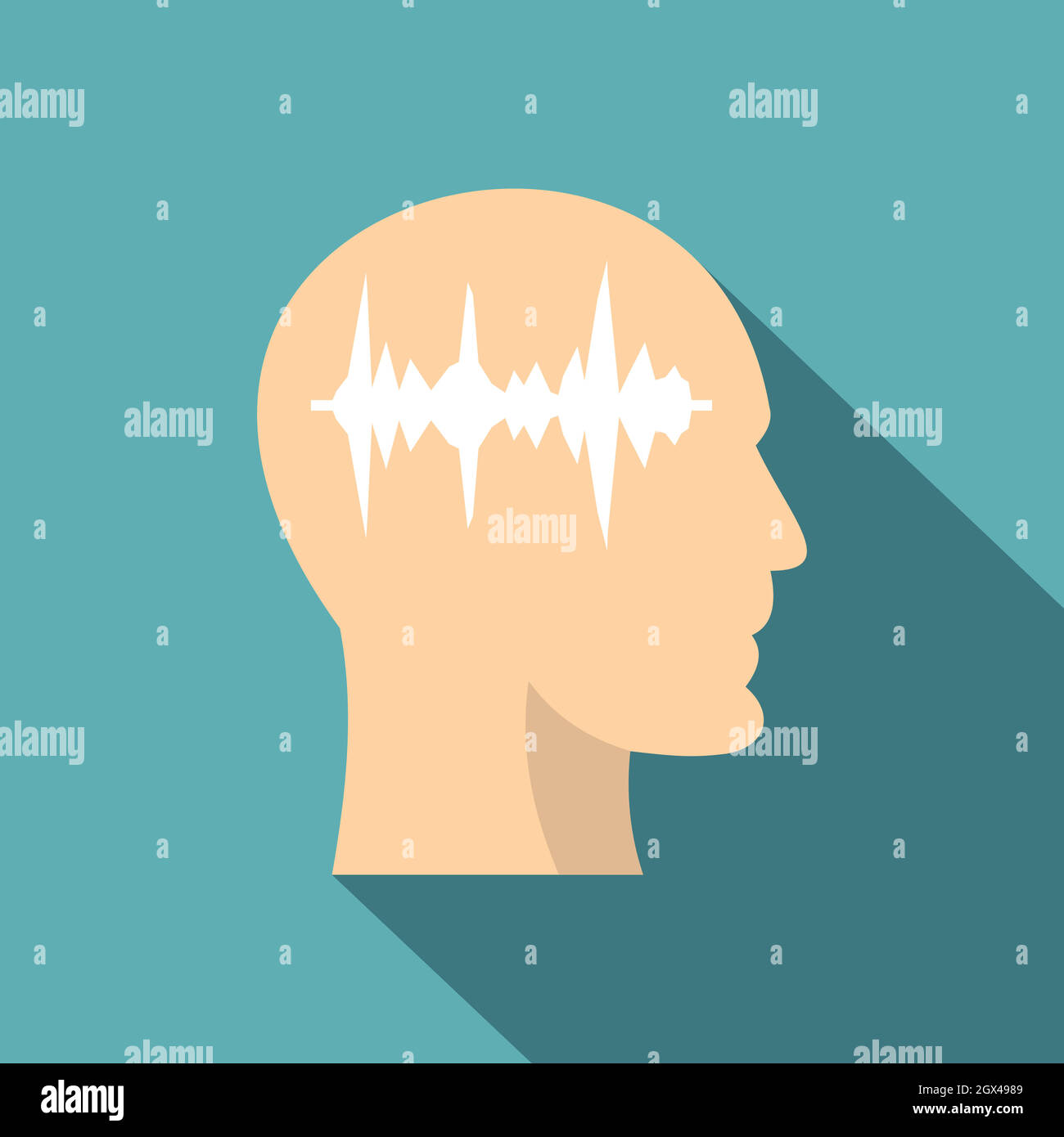 Profile of the head with sound wave inside icon Stock Vector Image ...