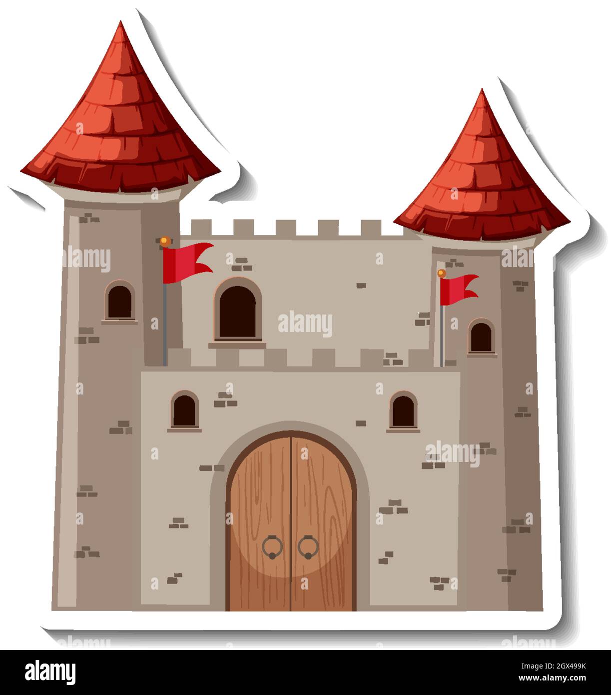 Stone castle and fortress cartoon sticker illustration Stock Vector ...