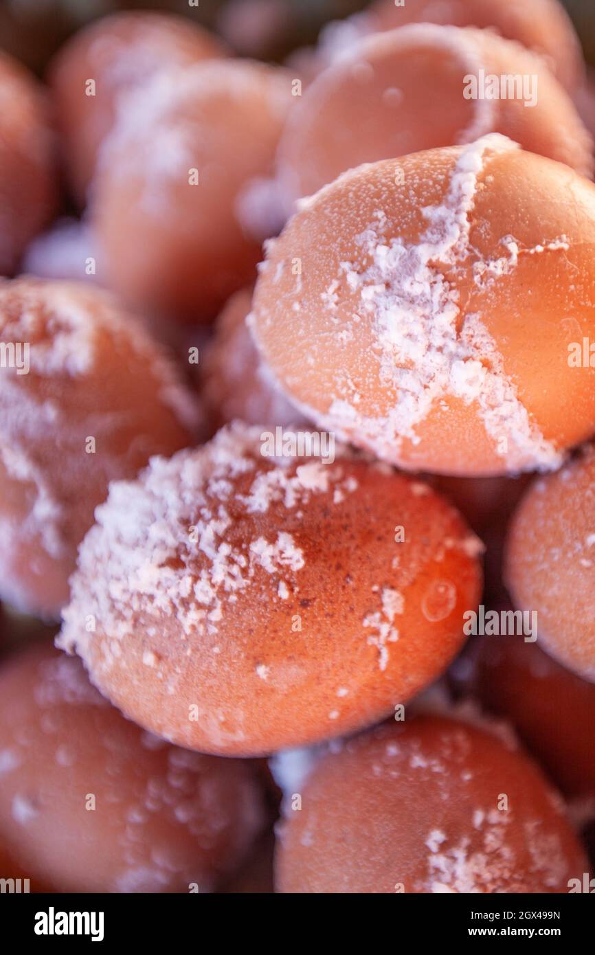 Hard-boiled egg or Salted duck egg is made by immersing eggs in ancient ...