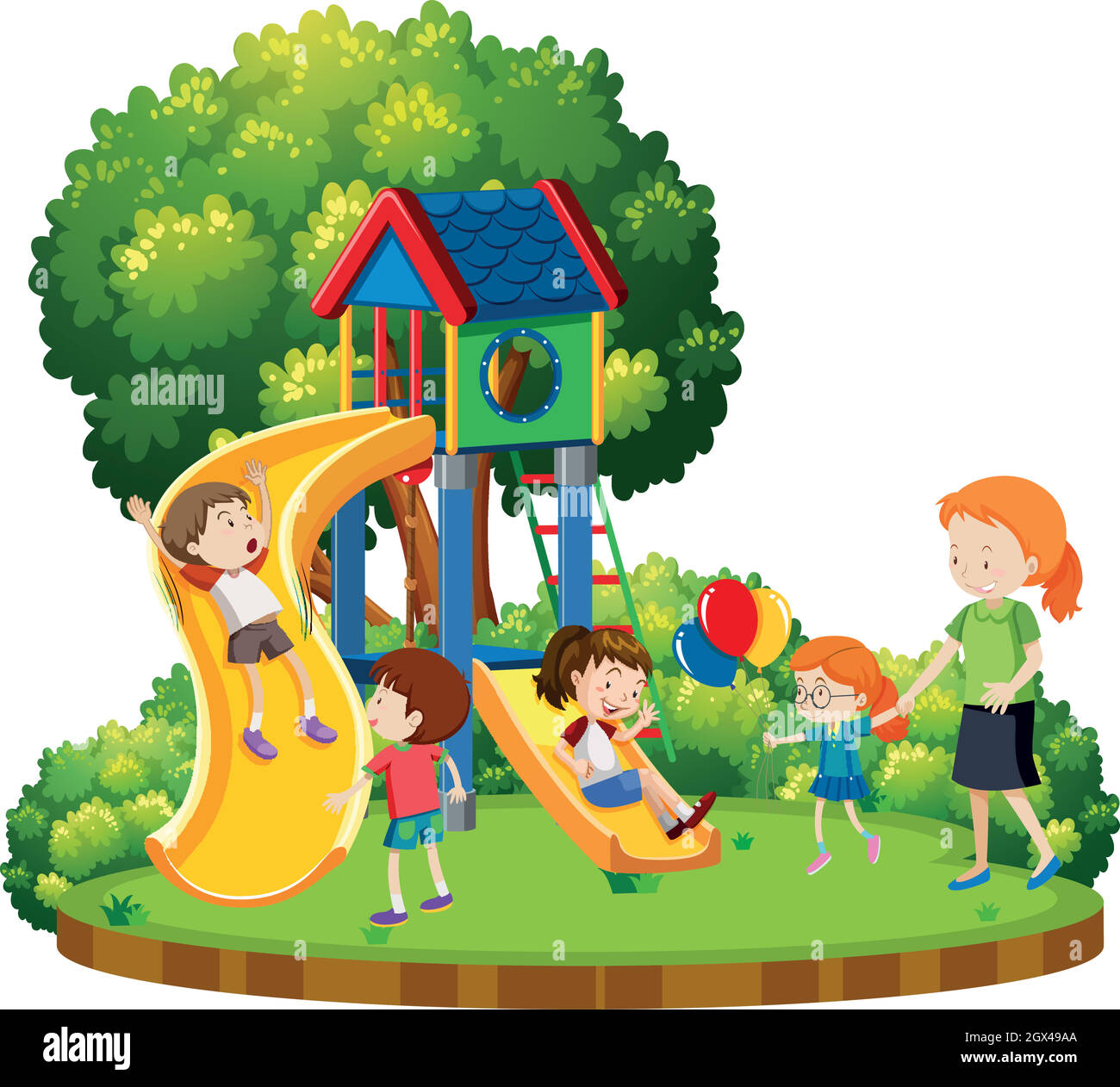 Mother and children at playground Stock Vector Image & Art - Alamy