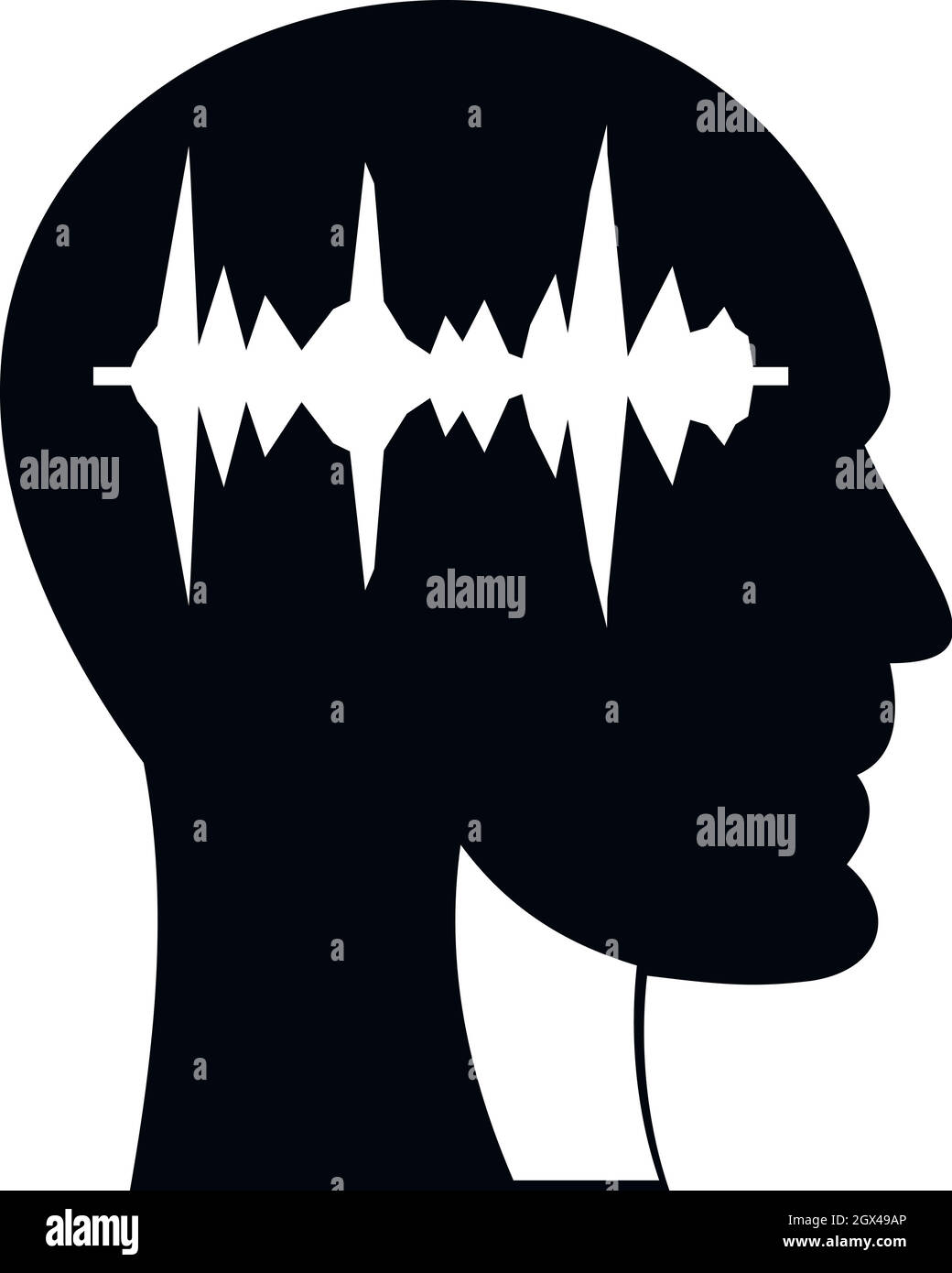 Sound wave icon in human head icon, simple style Stock Vector Image ...