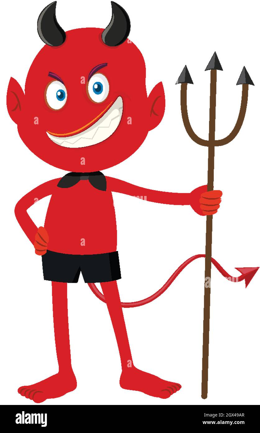 A red devil cartoon character with facial expression illustration Stock ...