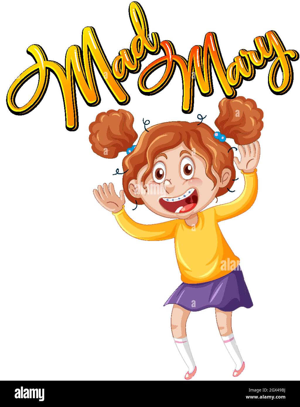 Mad Mary logo text design with a girl cartoon character illustration ...