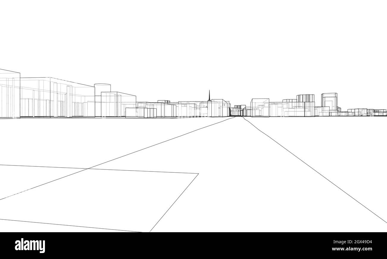 Vector lines buildings and city roads, town design Stock Vector Image ...